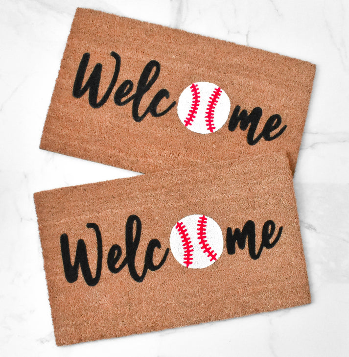 Welcome + Baseball Doormat – blackandwheatco